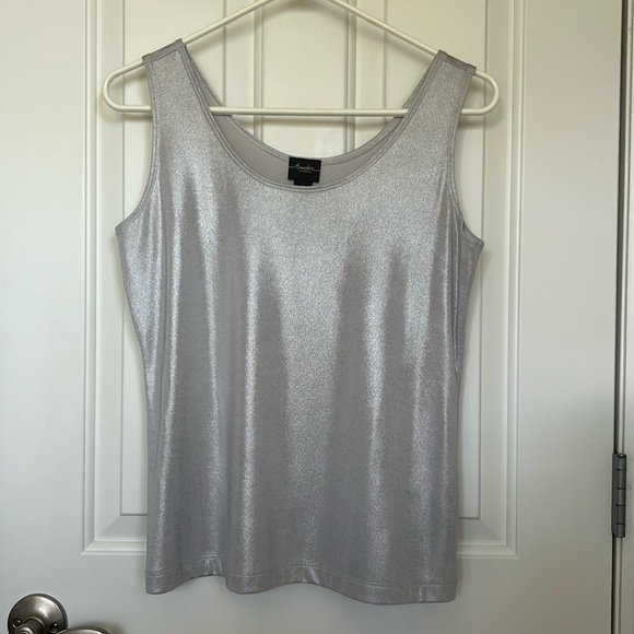 Chico's | Tops | Chicos Metallic Silver Tank Top Size | Poshmark
